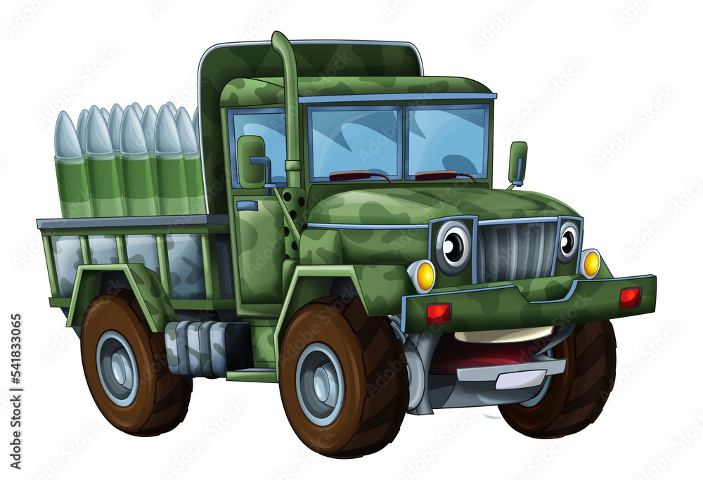 cartoon funny off road military truck car with bullets ammo Stock ...
