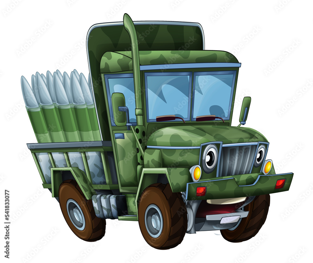 cartoon funny off road military truck car with bullets ammo Stock ...