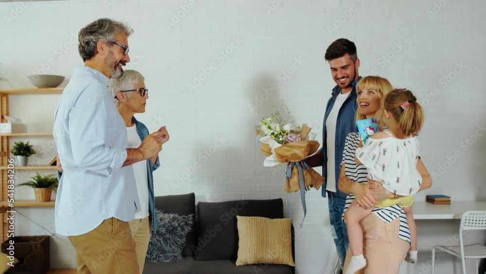 Young family visiting grandparents Stock Video | Adobe Stock