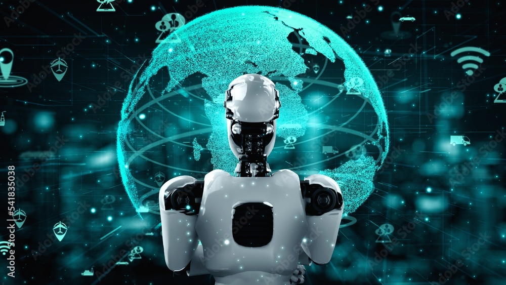 Futuristic robot artificial intelligence huminoid AI transportation ...
