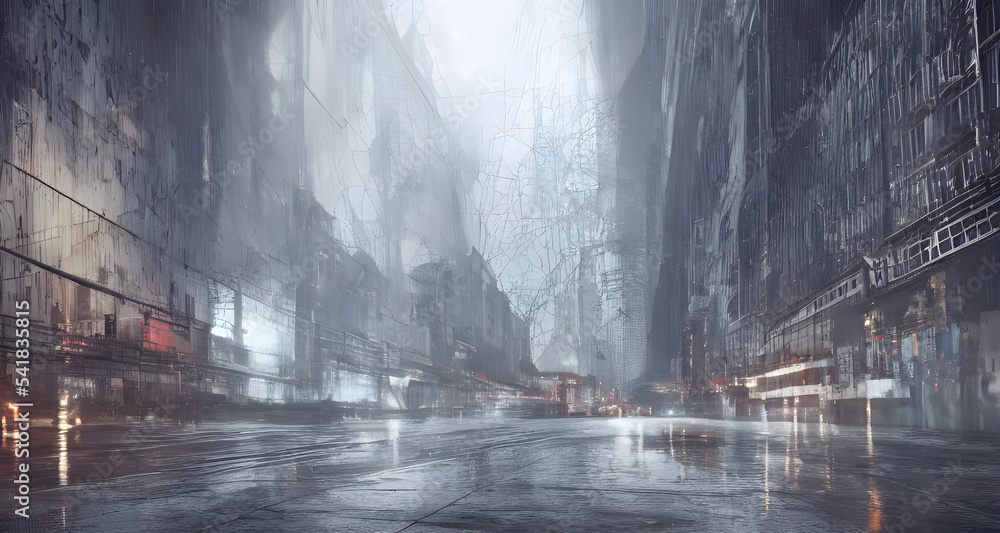 Illustration post-Apocalyptic Cityscape Stock Illustration | Adobe Stock