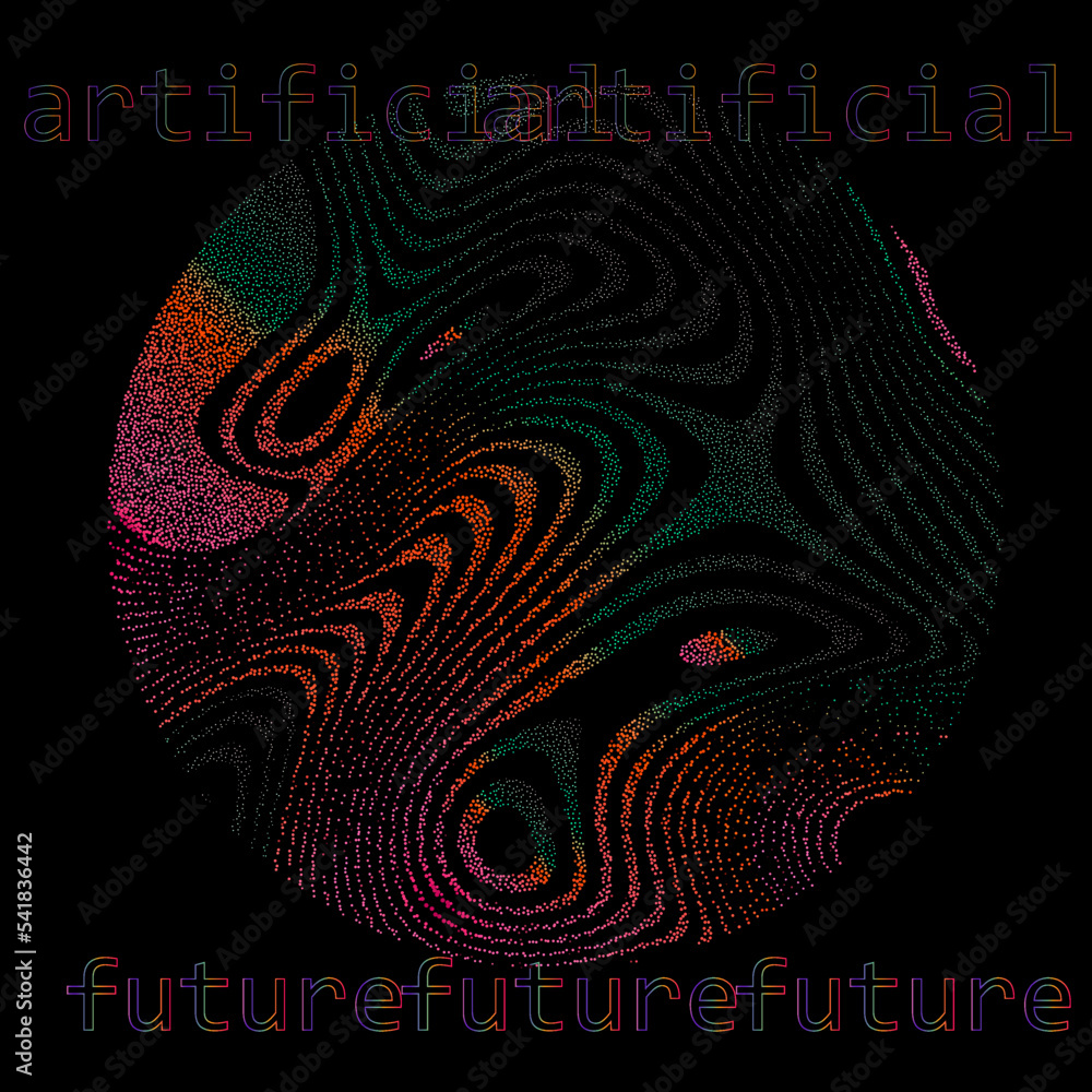 Colorful sphere made of dots and particles. Abstract vector ...