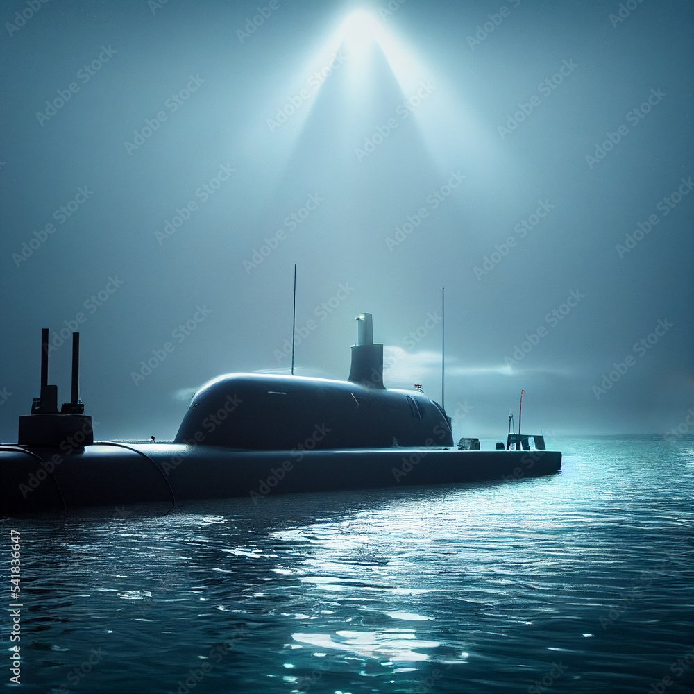 Submarine at periscope depth. 3D rendering. Stock Illustration | Adobe ...