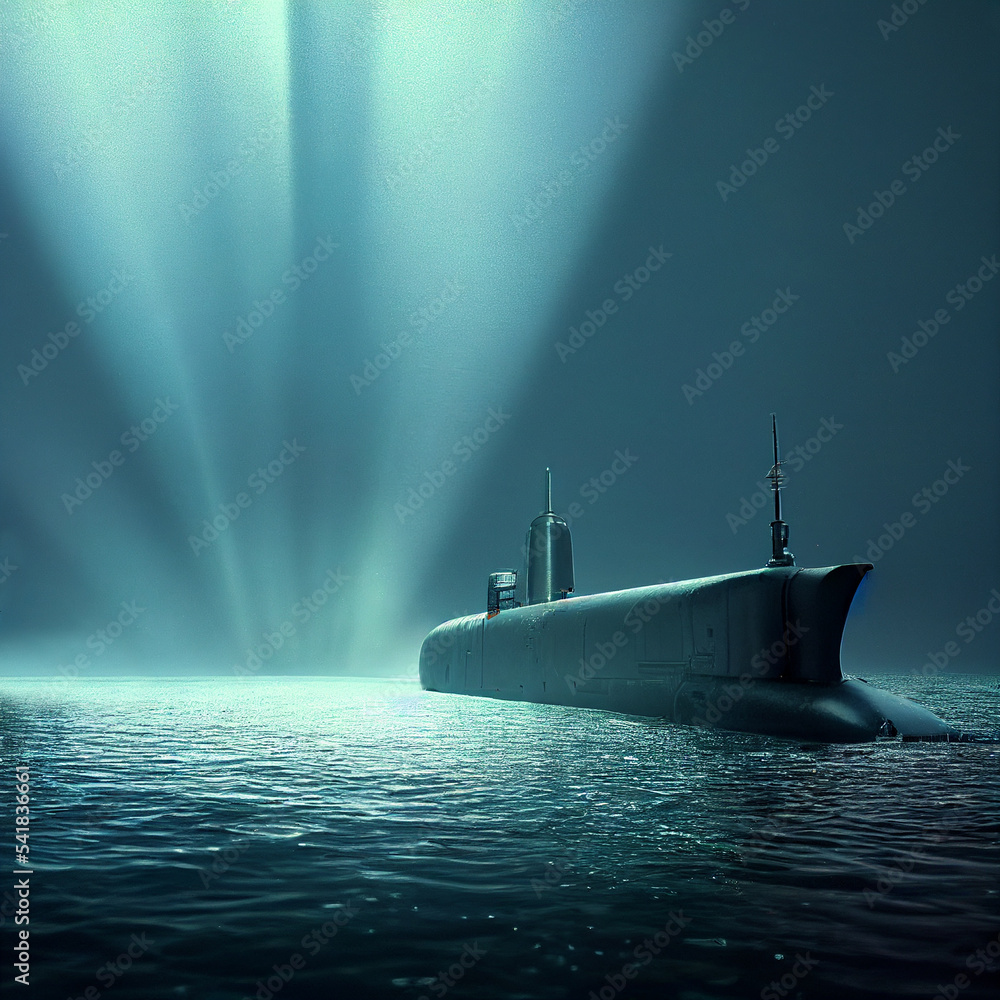 Submarine at periscope depth. 3D rendering. Stock Illustration | Adobe ...