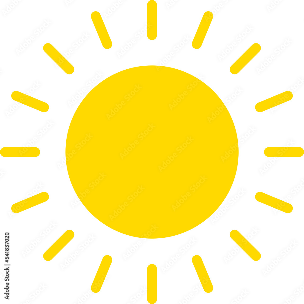 Yellow sun icon. Sunlight in yellow. Sun symbol in png. Yellow sun ...