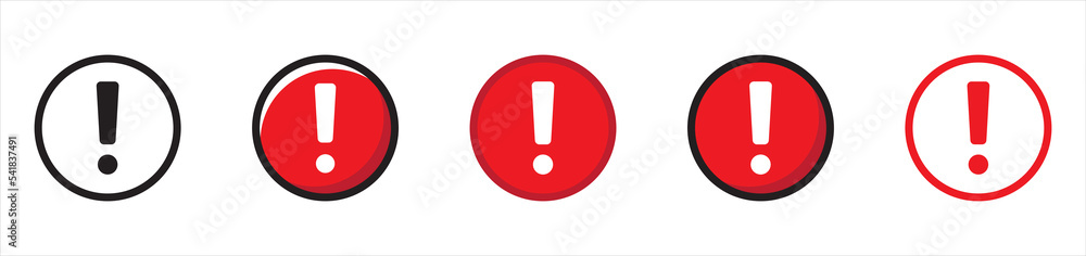 Exclamation mark icon style symbol signs, Vector illustration. Stock ...