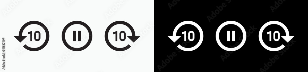 Play with 10 seconds forward and backward button style symbol signs ...