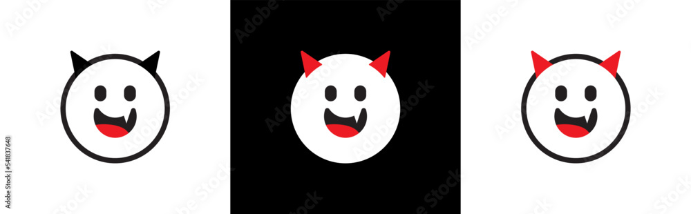 Devil emoji icon. Evil emoticon symbol signs, vector illustration Stock ...