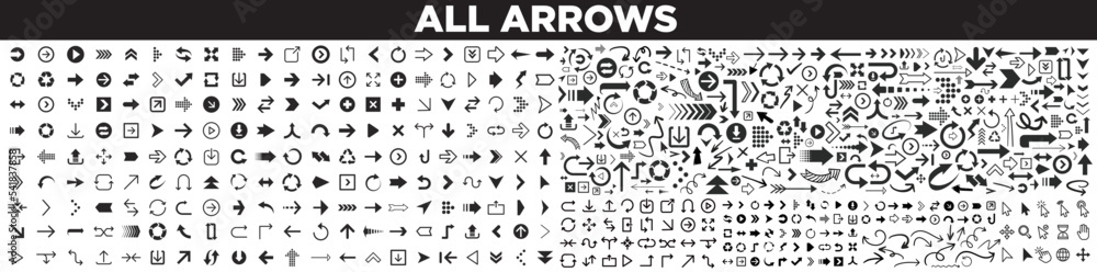 Set arrows icons cursor arrow direction symbols Stock Vector | Adobe Stock