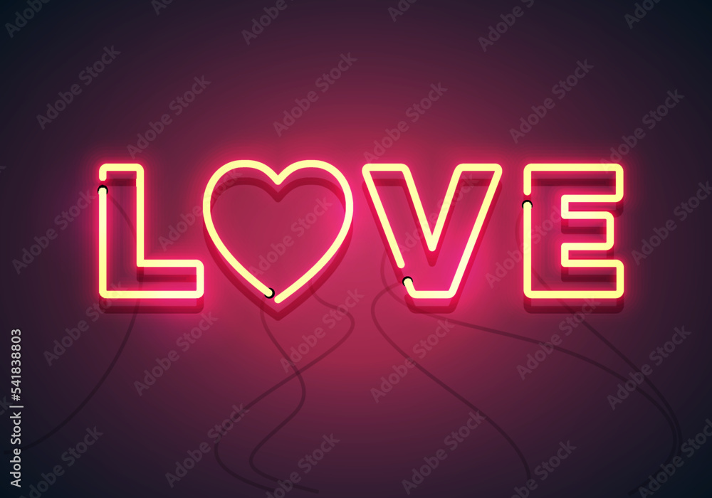 Neon Color Glowing LED Love Sign Stock Vector | Adobe Stock