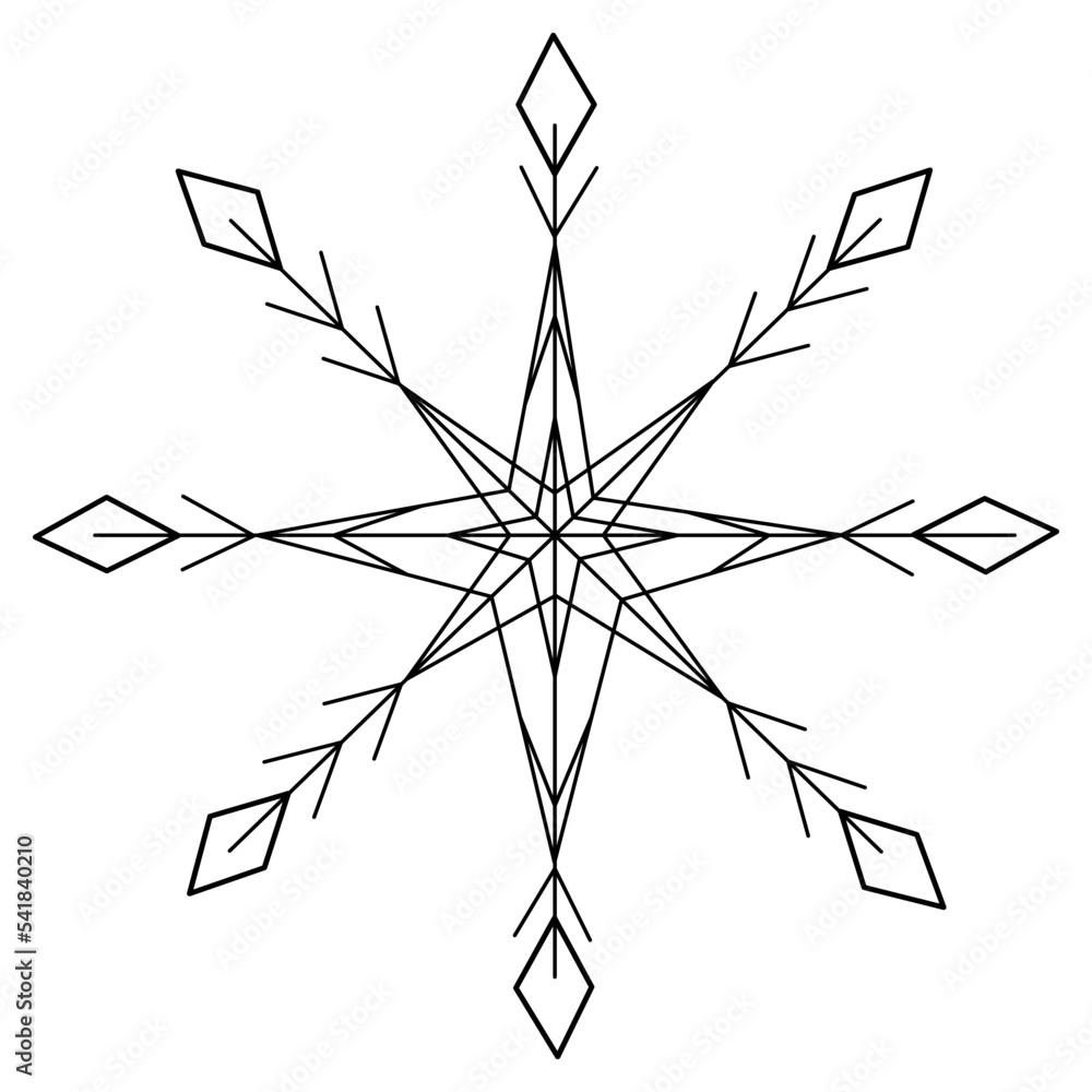 Abstract patterned snowflake with elegance elements in a minimalist ...