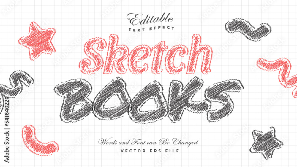Sketchbook Pencil Texture Text Effect Stock ベクター | Adobe Stock