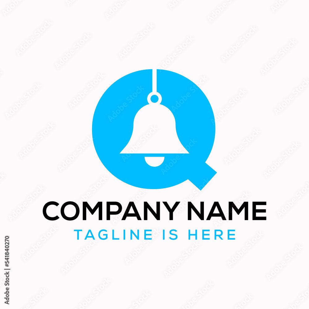 Letter Q Cowbell Logo Concept With Hanging Bell Symbol Vector Template ...
