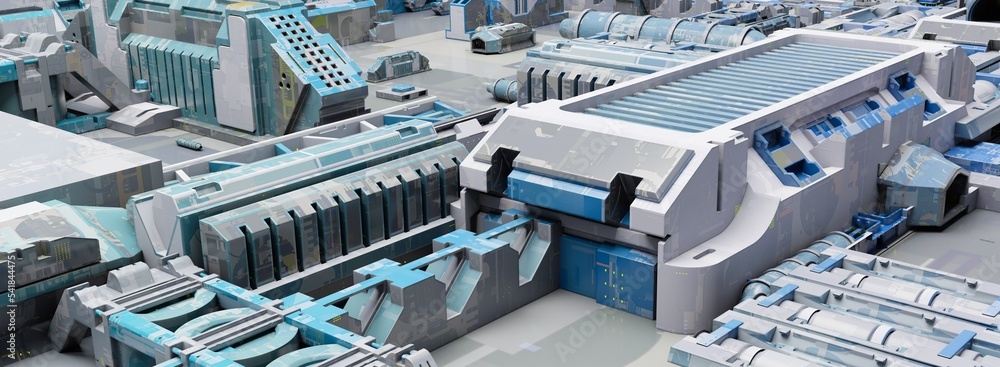 Sci-fi style futuristic facility or ultra modern technology style ...