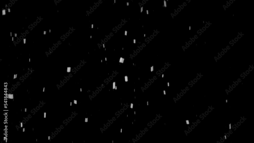 Winter real snowfall effect Snow storm isolated black background in 4K ...