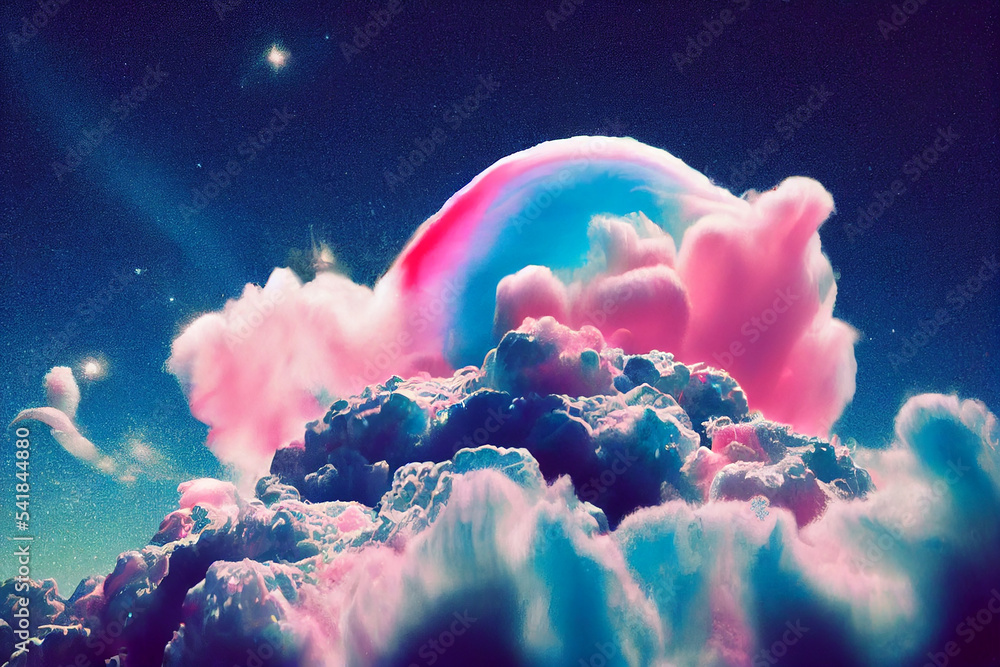Colorful Universe Scene Inspired by Exploding Cotton Candy Stock ...