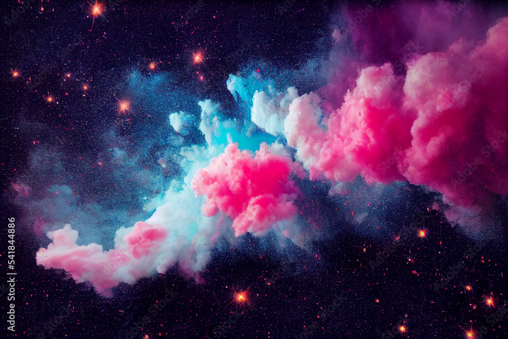 Colorful Universe Scene Inspired by Exploding Cotton Candy Stock ...