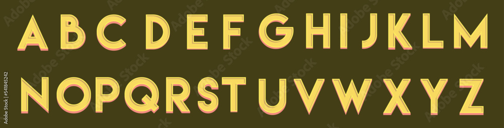 Yellow Retro Alphabet Letters font Stock Vector | Adobe Stock