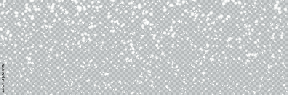 Seamless realistic falling snow or snowflakes. Isolated on transparent ...