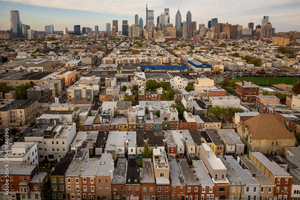 Drone of Epic Philadelphia Sunset Stock Photo | Adobe Stock