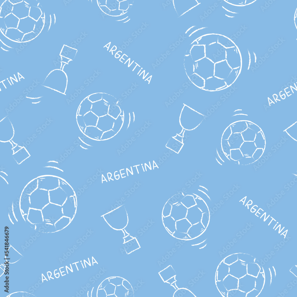 ARGENTINE FOOTBALL PATTERN VECTOR. LIGHT BLUE AND WHITE. REPEATING ...