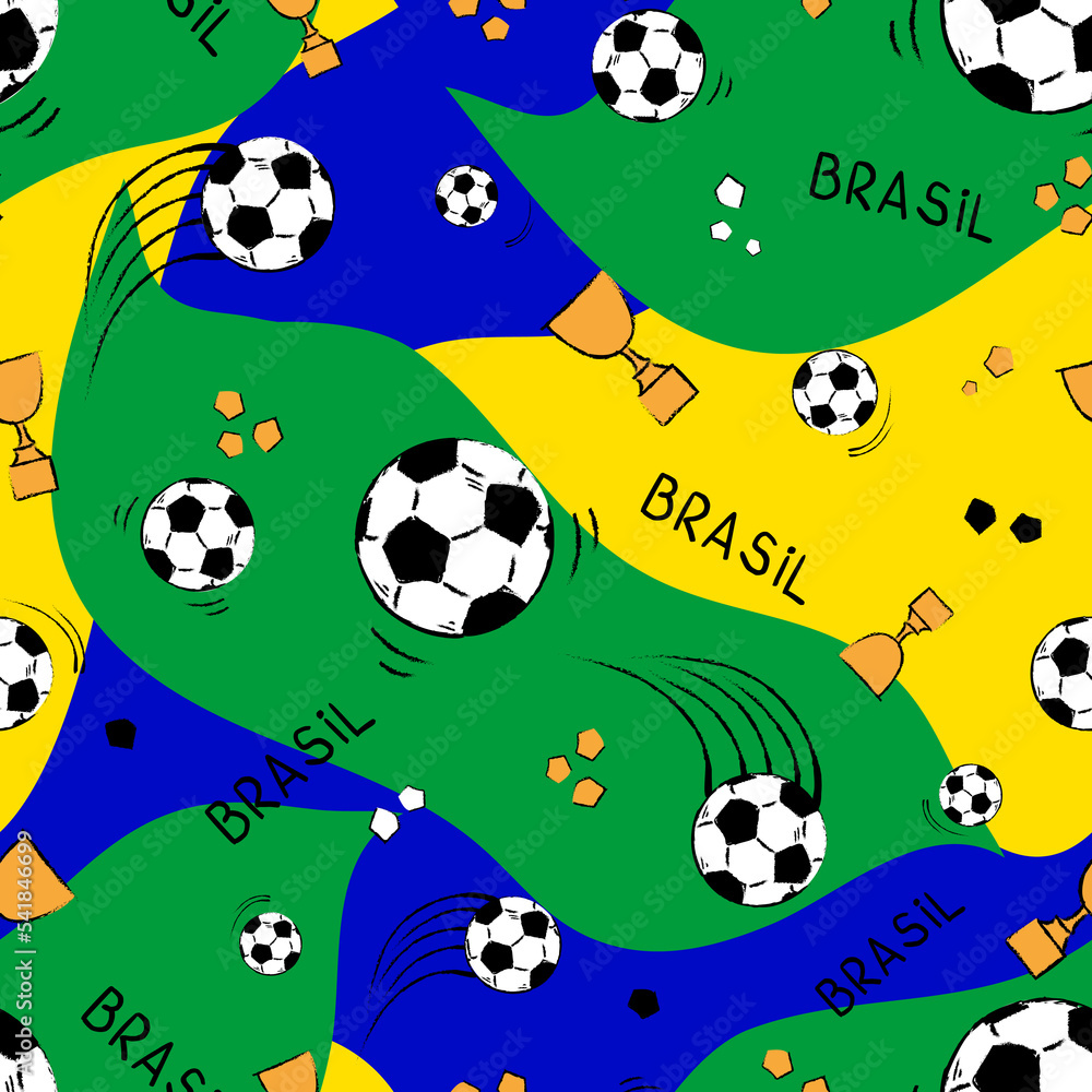BRASIL FOOTBALL PATTERN. ENDLESS,SEAMLESS SURFACE PATTERN DESIGN READY ...