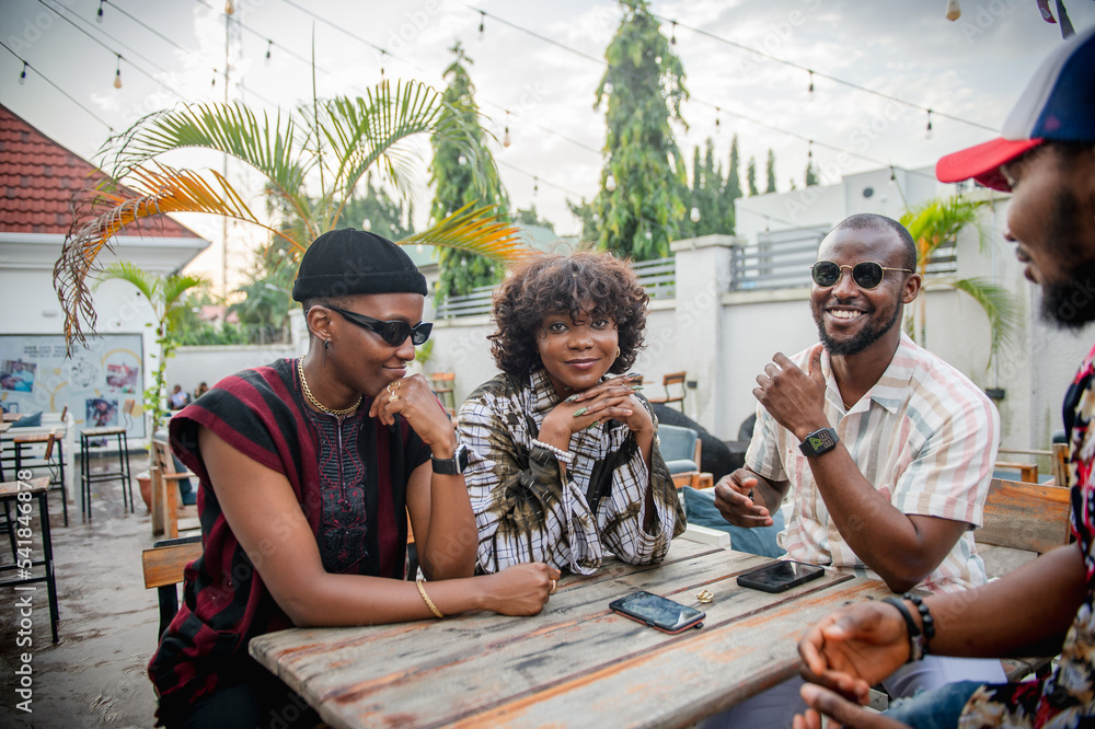 friends smiling for a photo Stock Photo | Adobe Stock