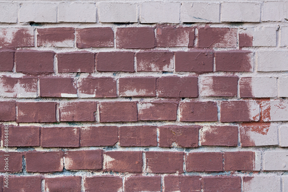 Old painted brick wall. Texture of rough brickwork. Masonry background ...