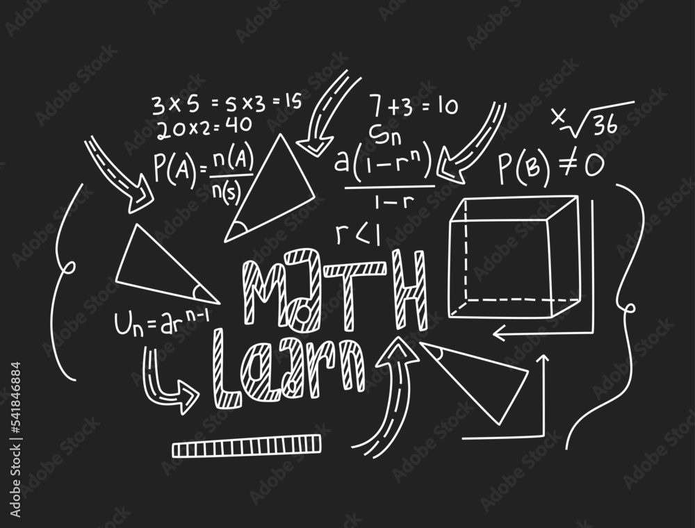 Realistic math chalkboard background illustration Stock Vector | Adobe ...