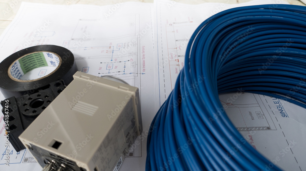 Wiring and electric timer instrument for project instalation with ...