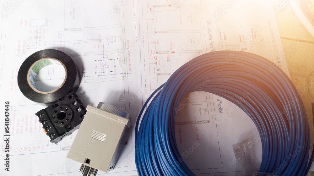 Wiring and electric timer instrument for project instalation with ...