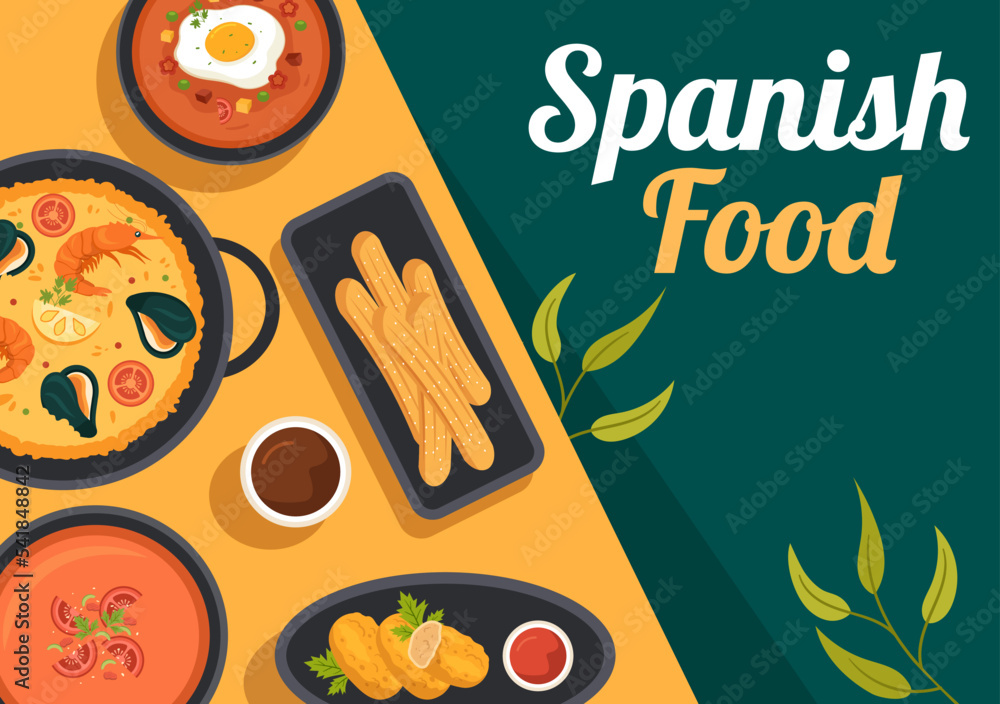 Spanish Food Cuisine Menu Restaurant with Various of Traditional Dish ...