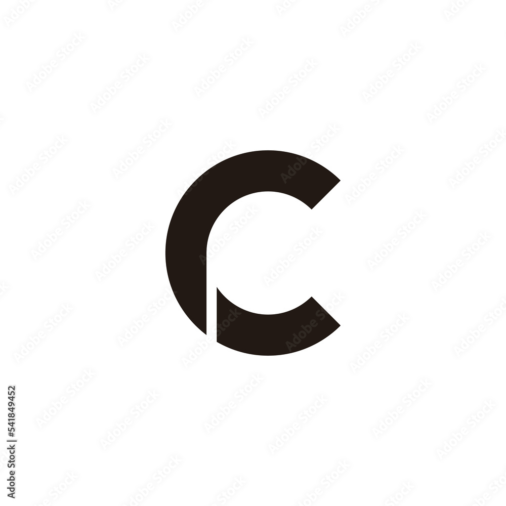 Letter rc cr r c outline, circle geometric symbol simple logo vector ...