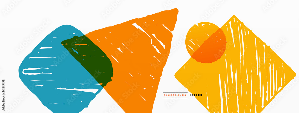 Abstract background. Hand drawn geometric shape - square, circle and ...