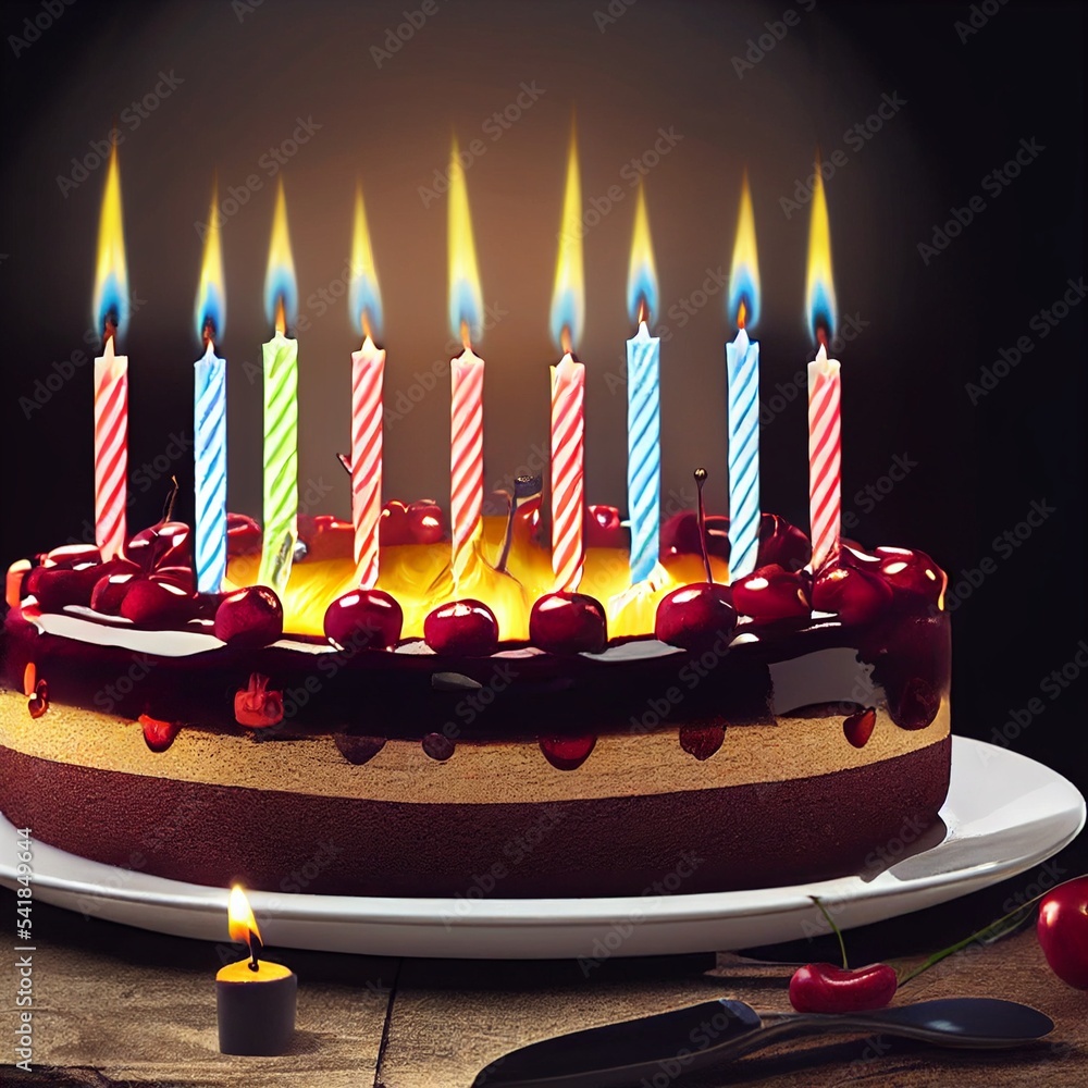 Ilustrace „birthday Cake With Candles Birthday Party Happy Birthday