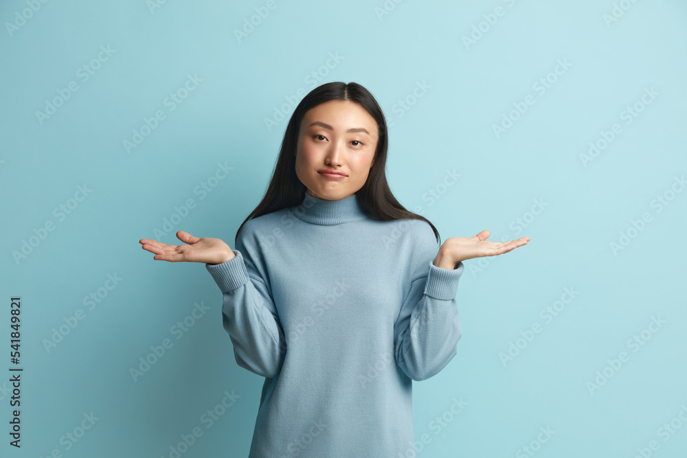 Confused Woman Shrugging Hands. Portrait of Uncertain Asian Girl ...