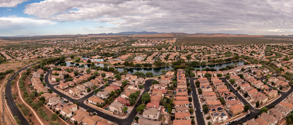 Sahuarita Lake and new home development in Arizona near Tucson Stock ...