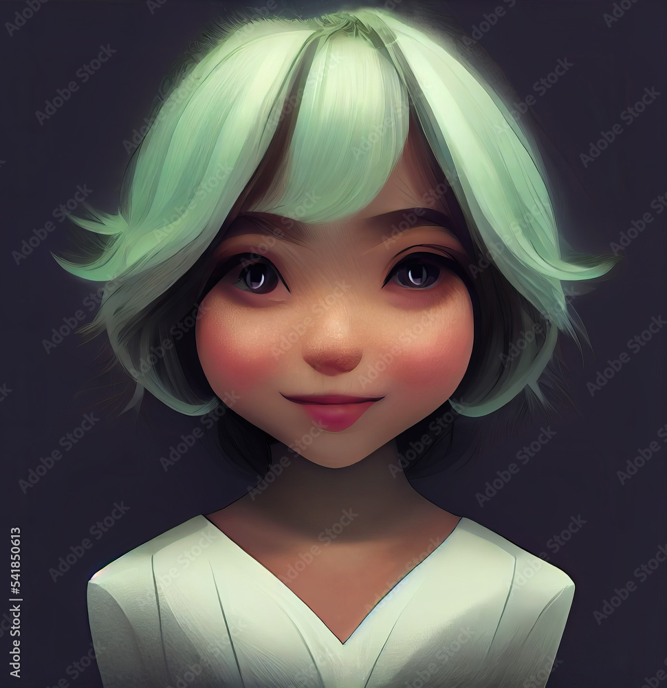 Adorable Cute Cartoon Artistic Anime Girl Woman Female Human Character ...