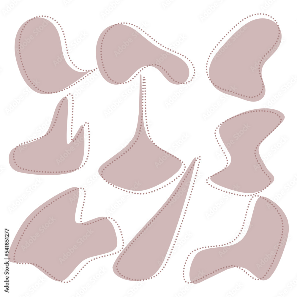 Organic Shape. Set of abstract organic shapes with dots line art. Fluid ...