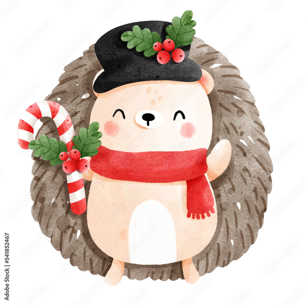 christmas hedgehog Stock Illustration | Adobe Stock