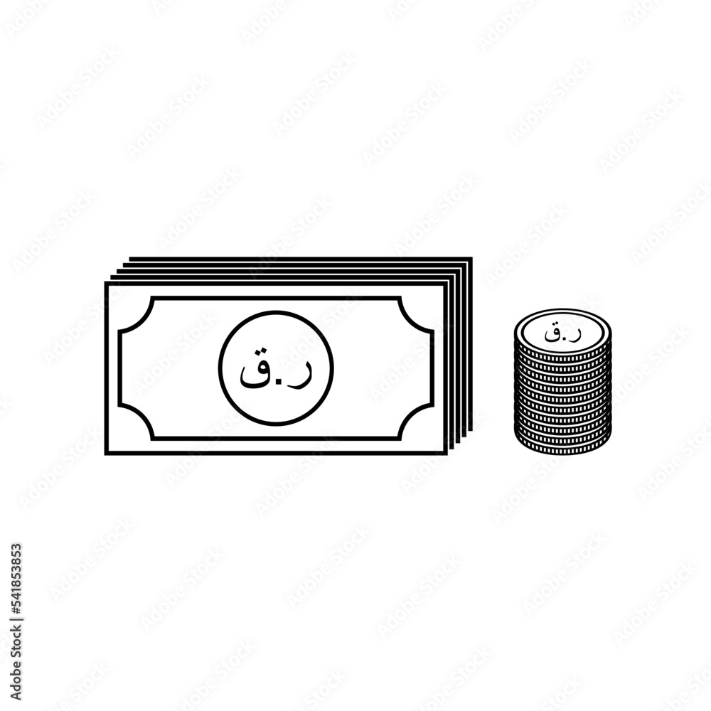 Qatar Currency Icon Symbol, (Arabic) Qatari Riyal, QAR Sign. Vector ...
