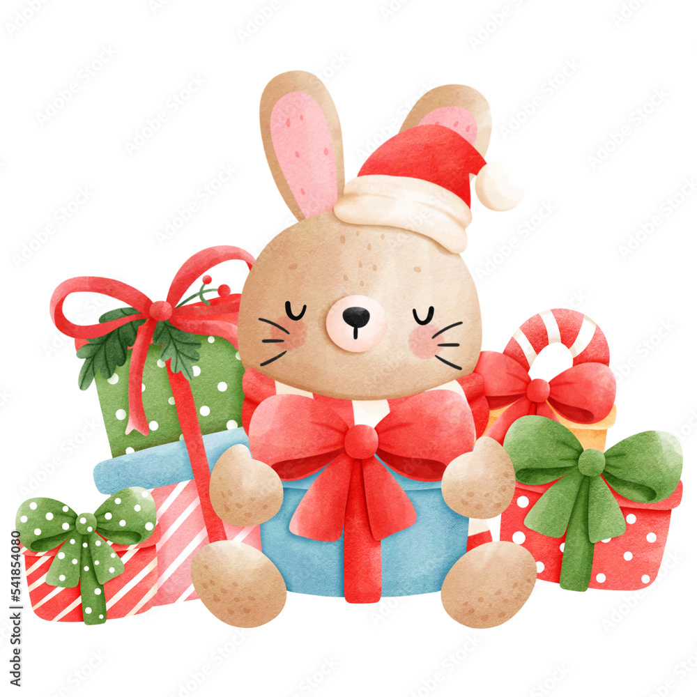 christmas rabbit Stock Illustration | Adobe Stock