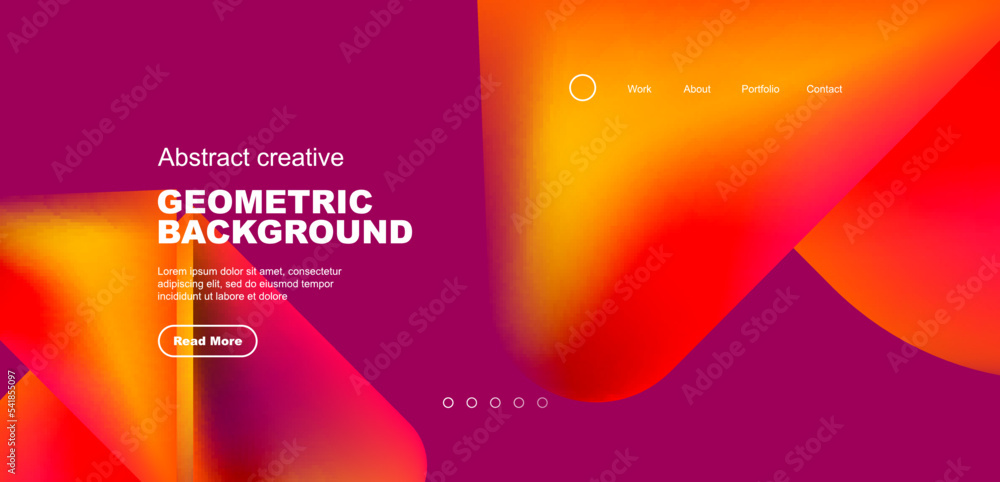 Geometric landing page background. Fluid colors and simple shapes ...