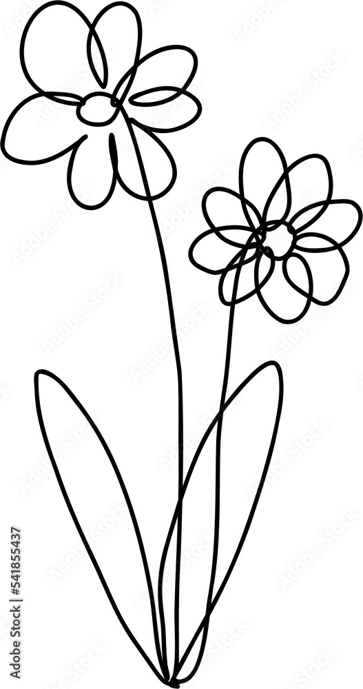 simplicity flower freehand continuous line drawing Stock Illustration ...