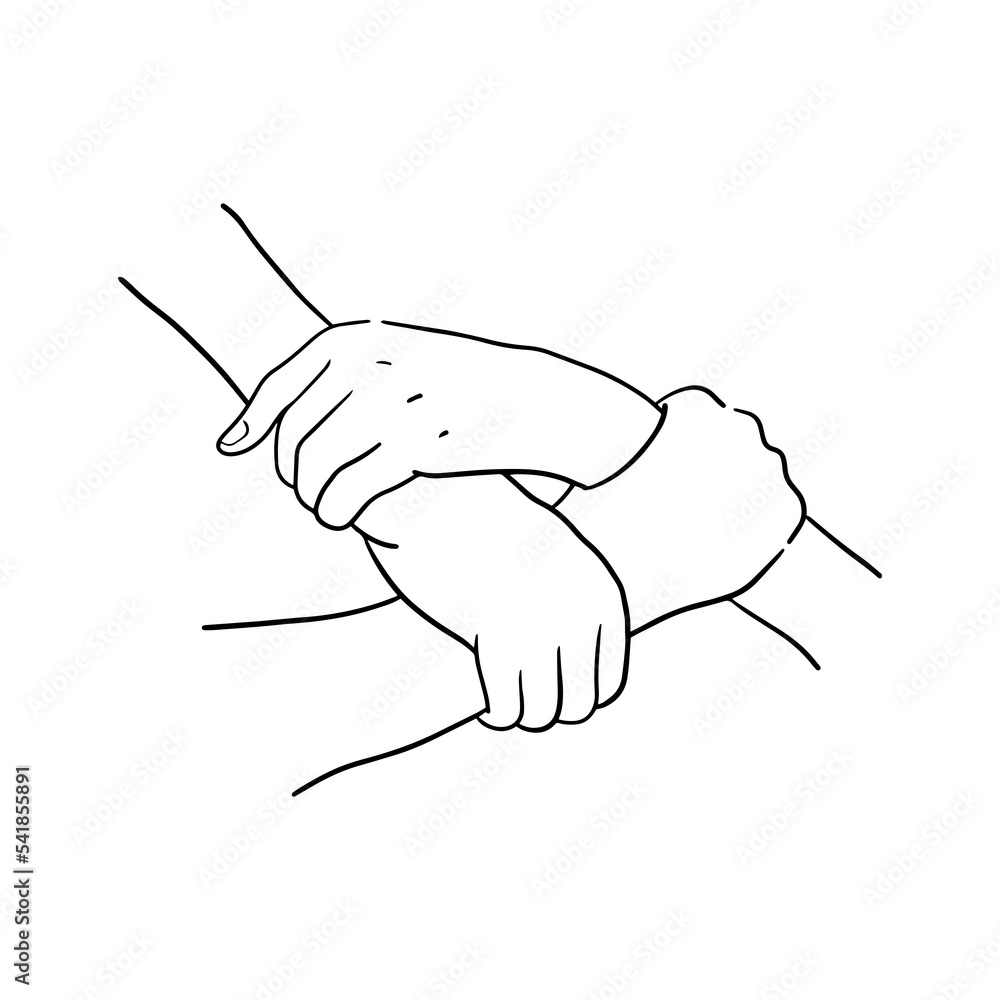 three hands joined together, a symbol of teamwork Stock Vector | Adobe ...