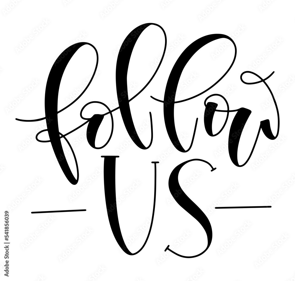 Follow Us - black Lettering isolated on white background. Vector ...