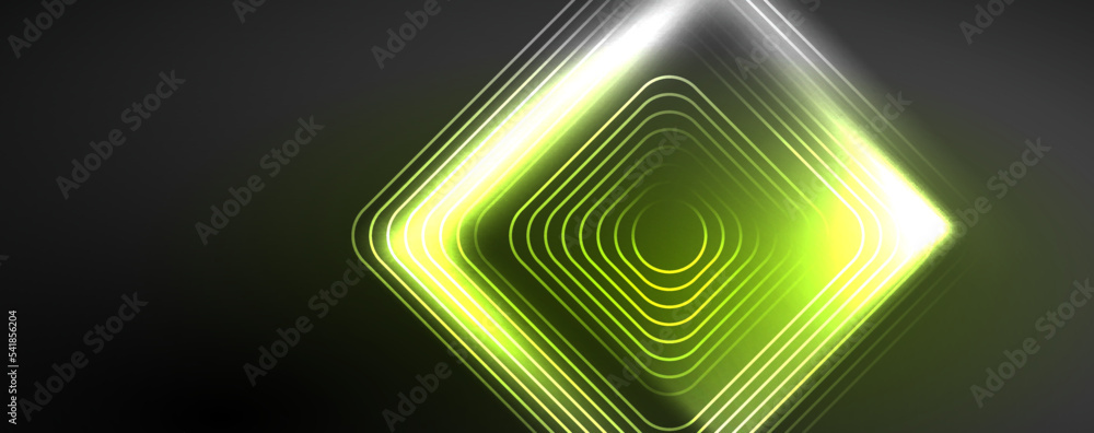 Neon glowing lines and angles, magic energy space light concept. Vector ...