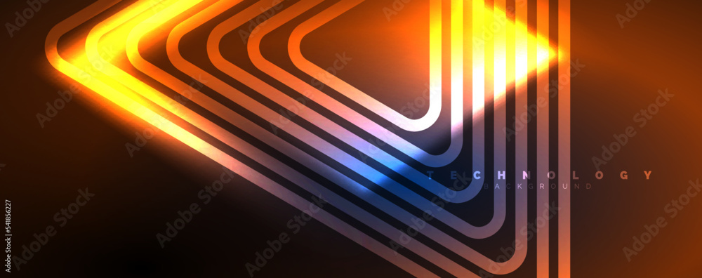 Neon glowing lines and angles, magic energy space light concept. Vector ...