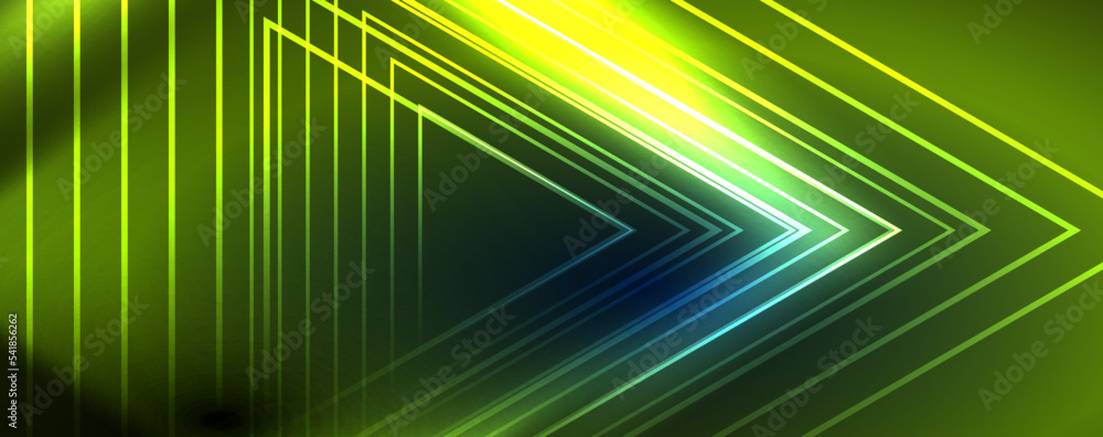 Neon glowing lines and angles, magic energy space light concept. Vector ...