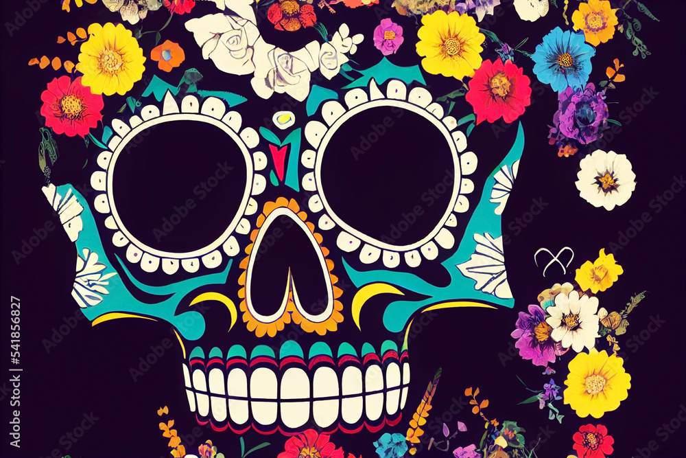 Colorful painted skull illustrations Stock Illustration | Adobe Stock